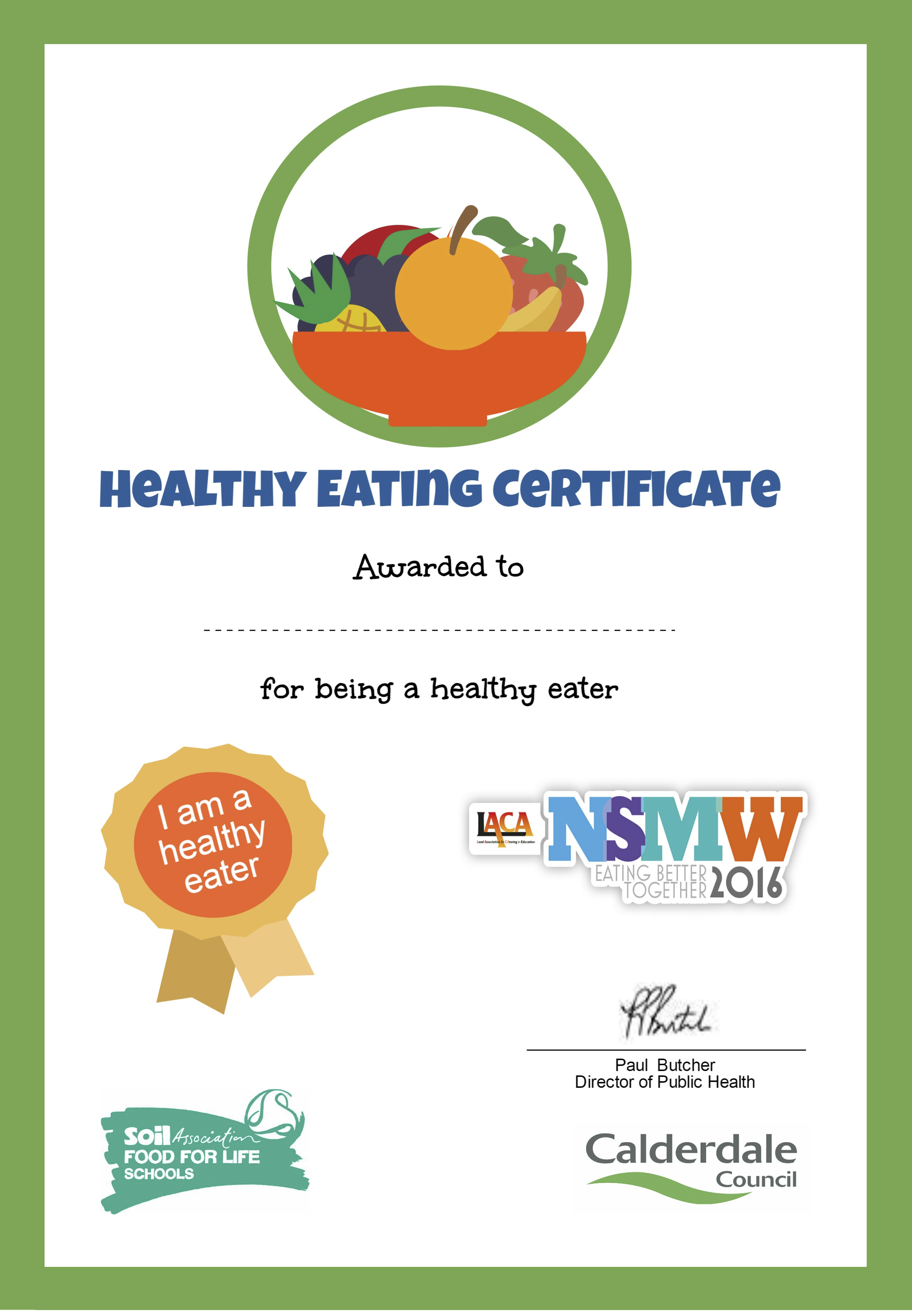 Calderdale Council to reward healthy eaters with certificates during ...